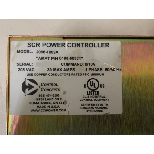 AMAT 0190-50834 Control Concepts 2096-1009A SCR Power Controller